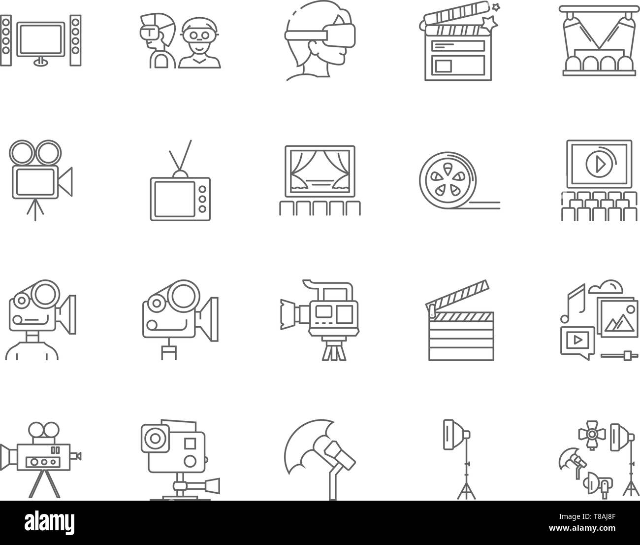 Film line icons, signs, vector set, outline illustration concept Stock ...