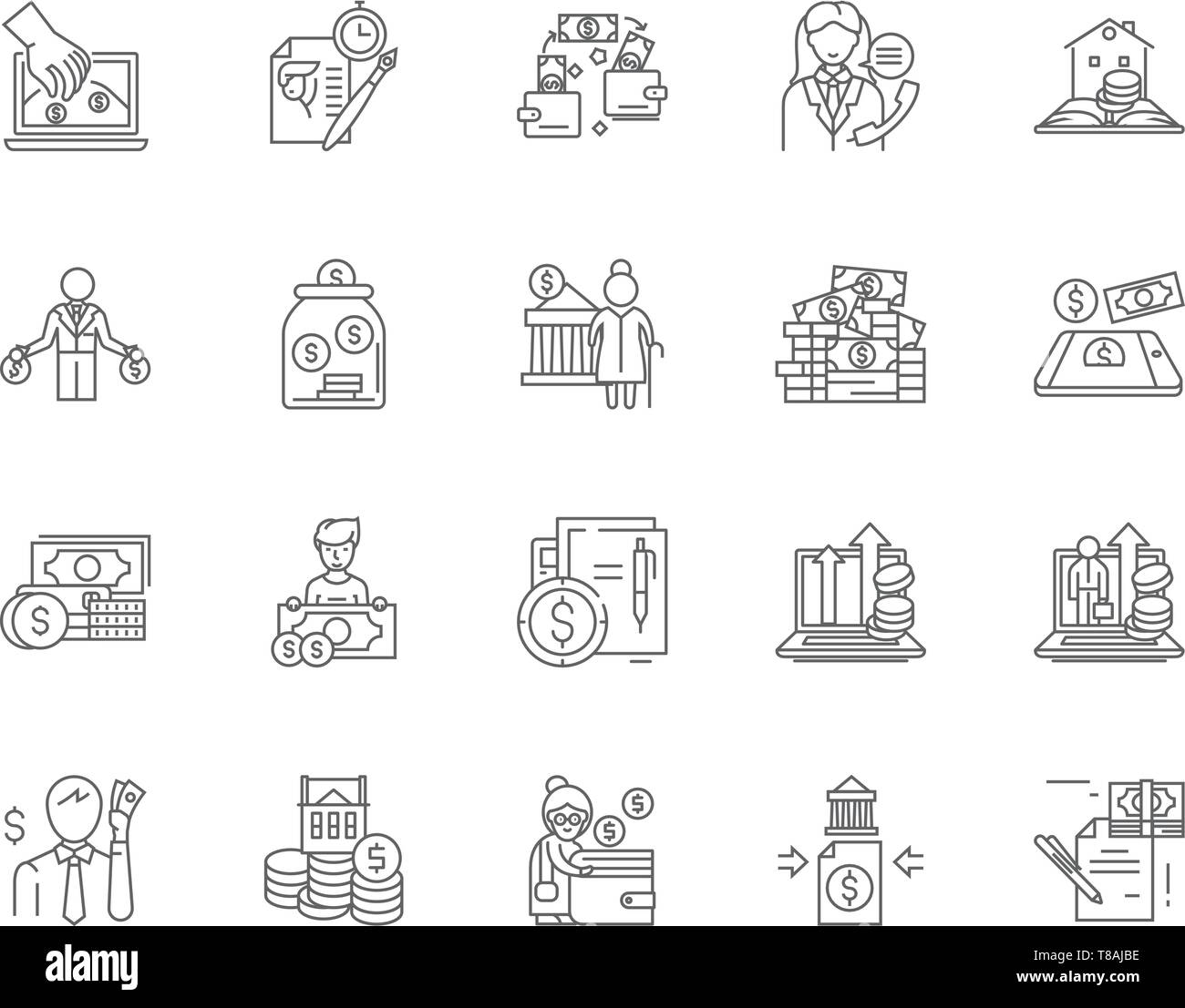 Finance services line icons, signs, vector set, outline illustration ...