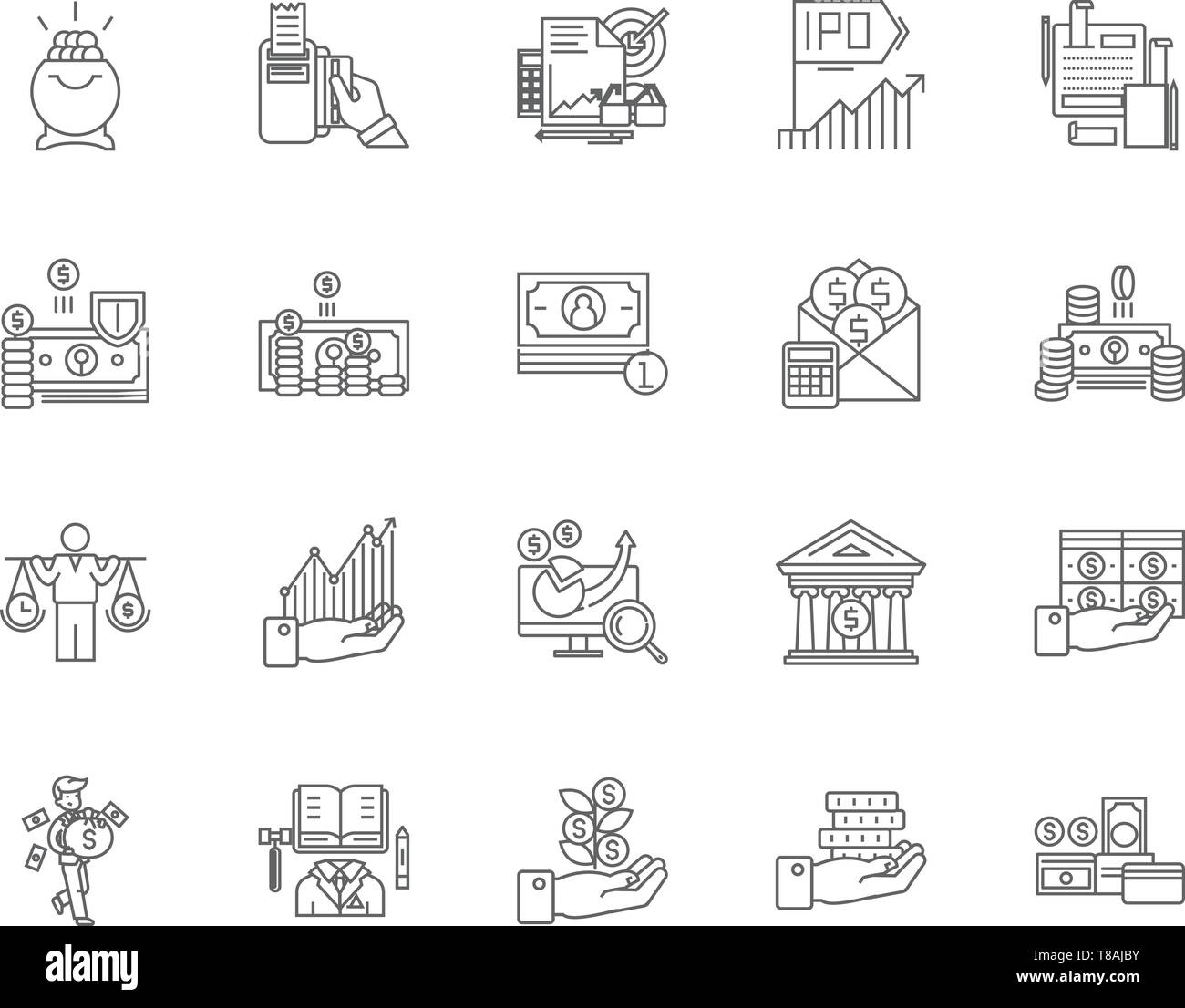 Financial line icons, signs, vector set, outline illustration concept ...