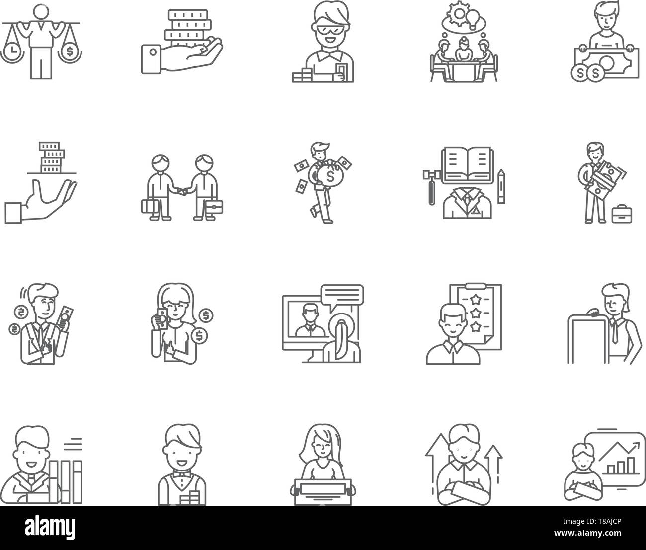 Financial advisors line icons, signs, vector set, outline illustration ...