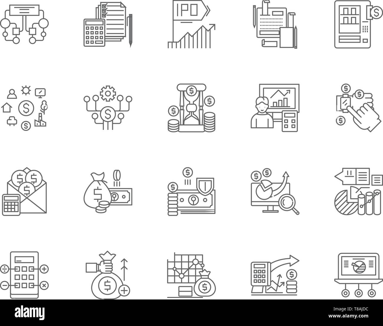 Financial data line icons, signs, vector set, outline illustration ... Financial data line icons, signs, vector set, outline illustration ...