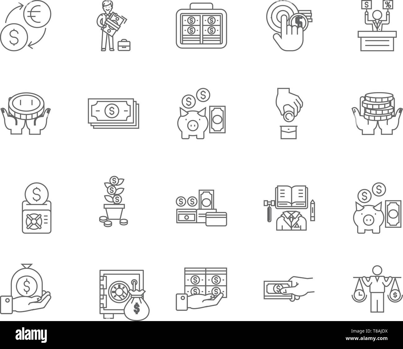 Financial operations line icons, signs, vector set, outline ...
