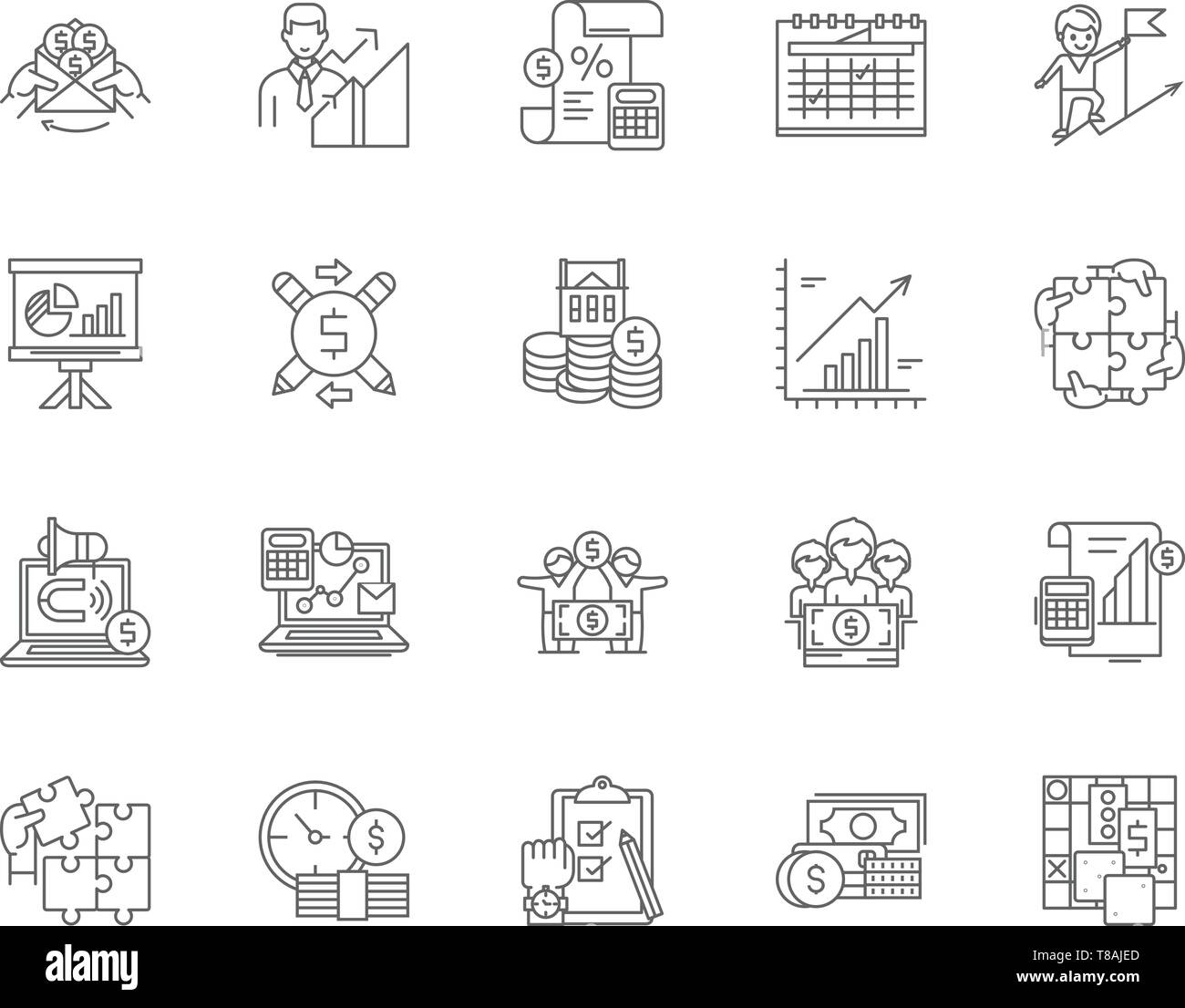 Financial planning line icons, signs, vector set, outline illustration ...