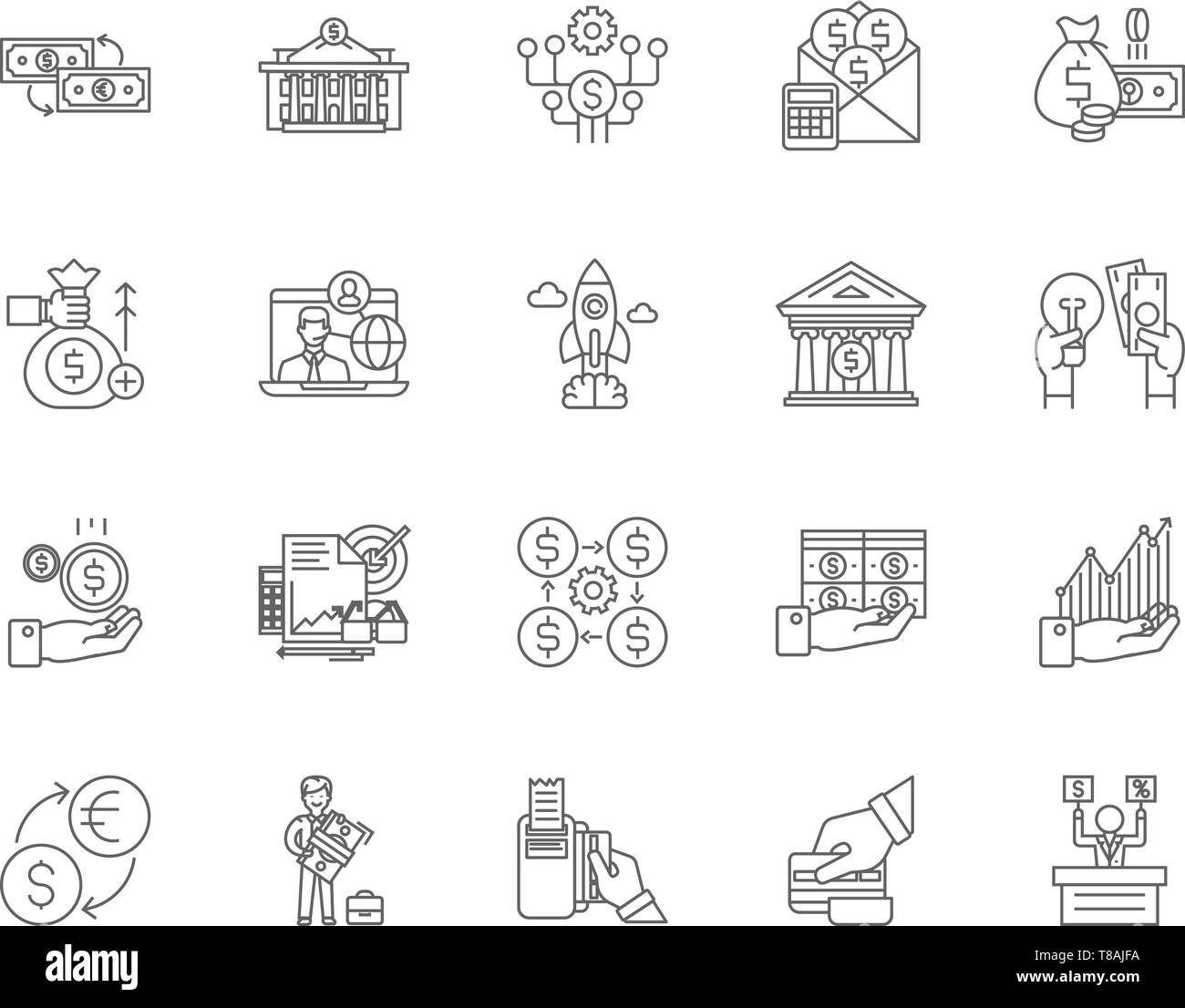 Financial services line icons, signs, vector set, outline illustration ...