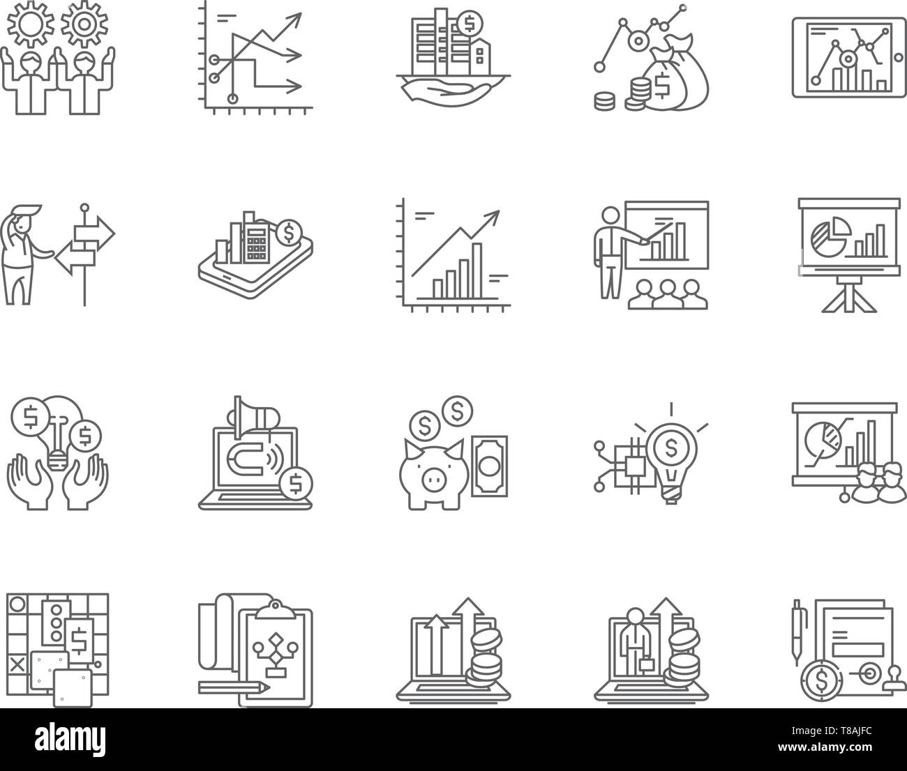 Financial strategy line icons, signs, vector set, outline illustration ...