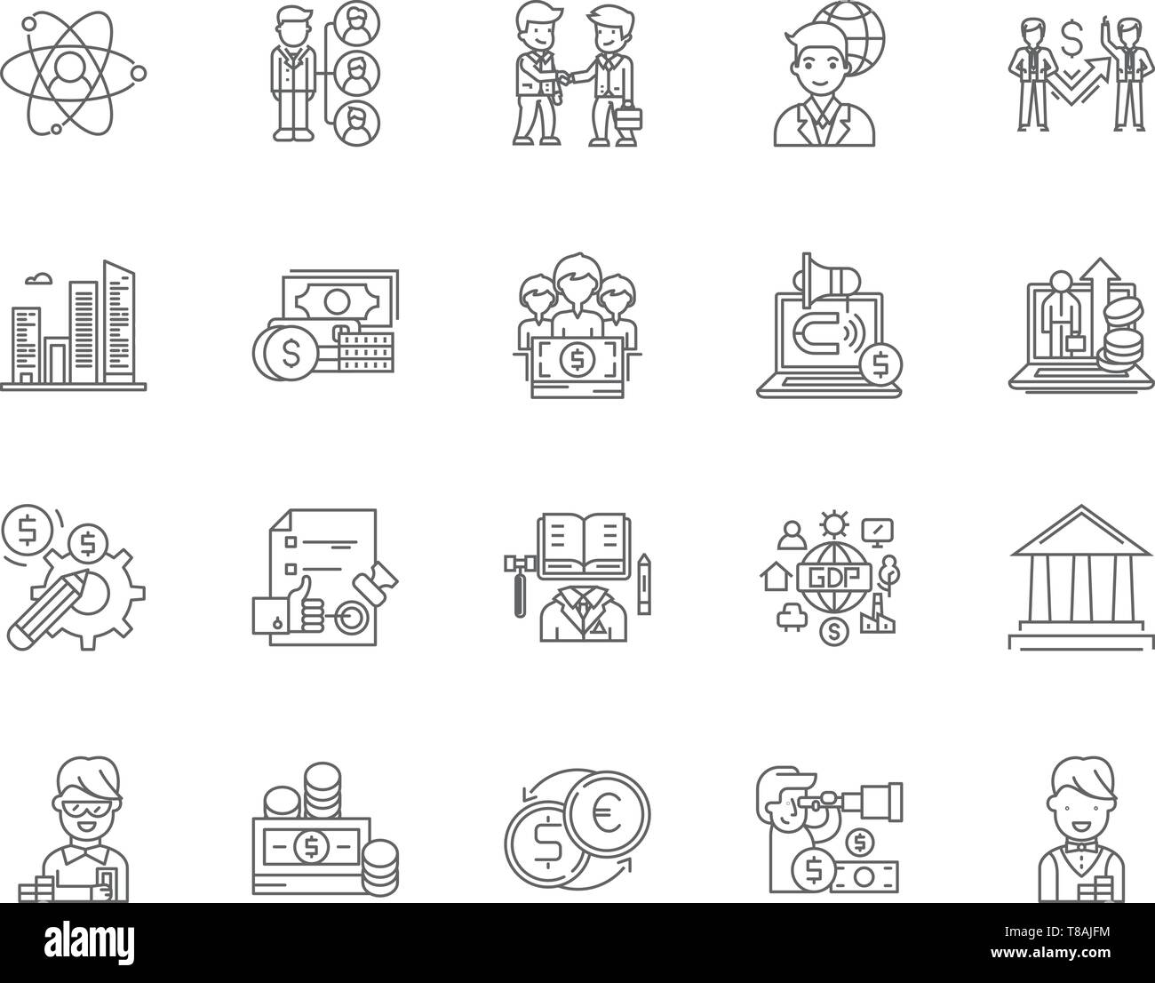 Financial trading line icons, signs, vector set, outline illustration ...