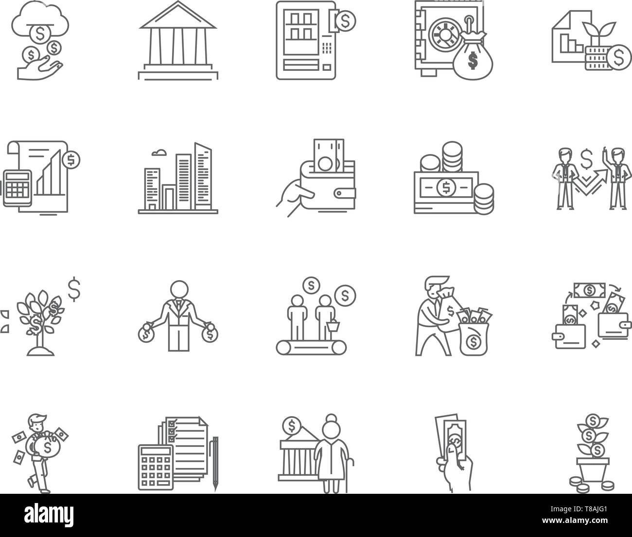 Financing line icons, signs, vector set, outline illustration concept ...