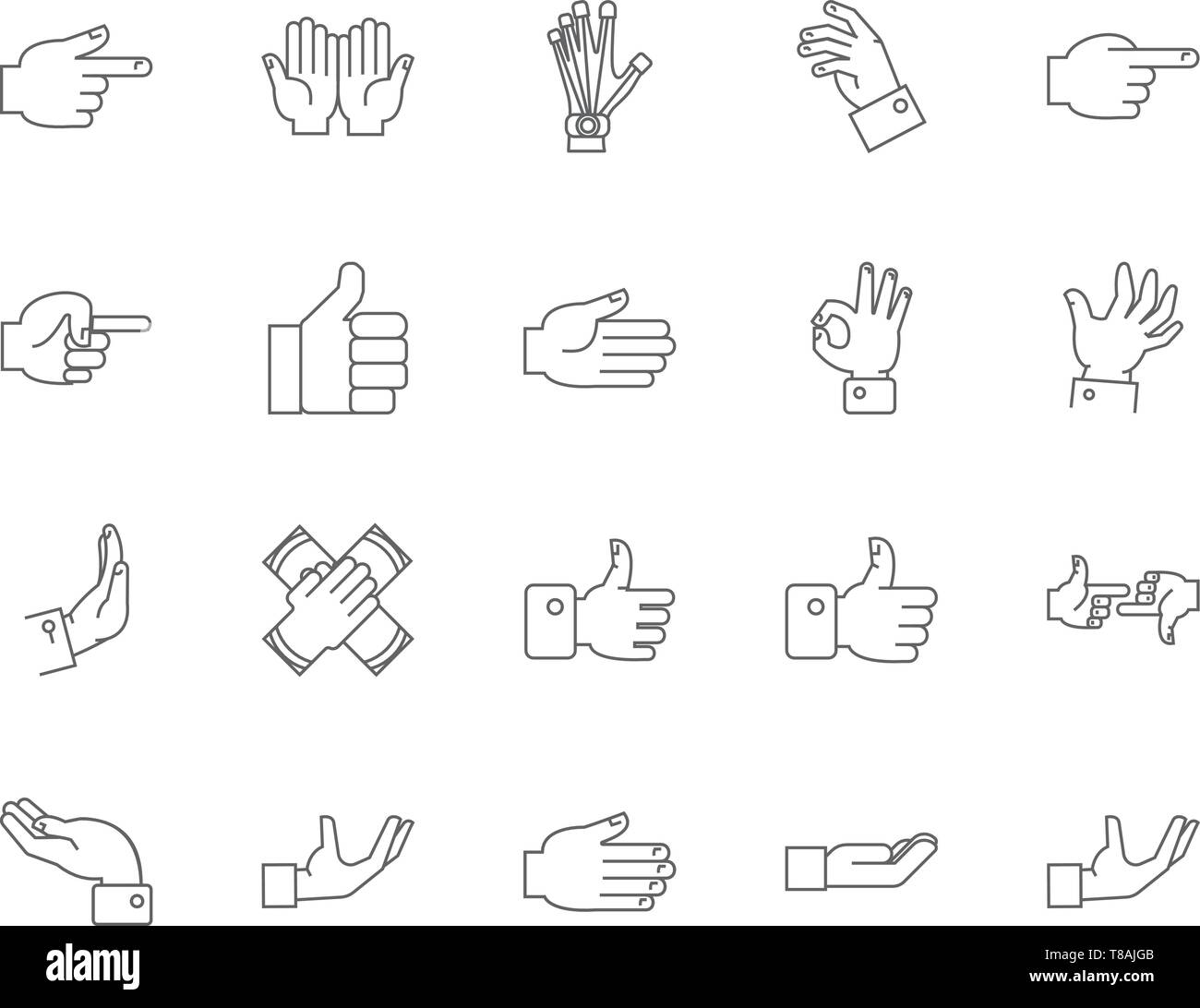 Finger line icons, signs, vector set, outline illustration concept ...