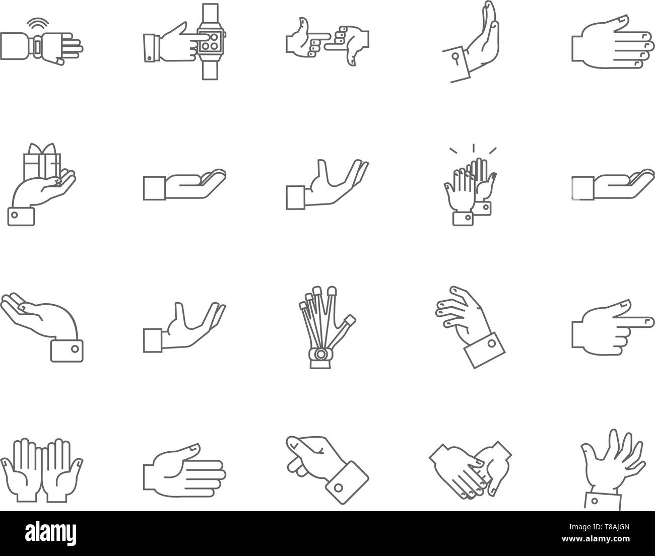 Fingers line icons, signs, vector set, outline illustration concept ...
