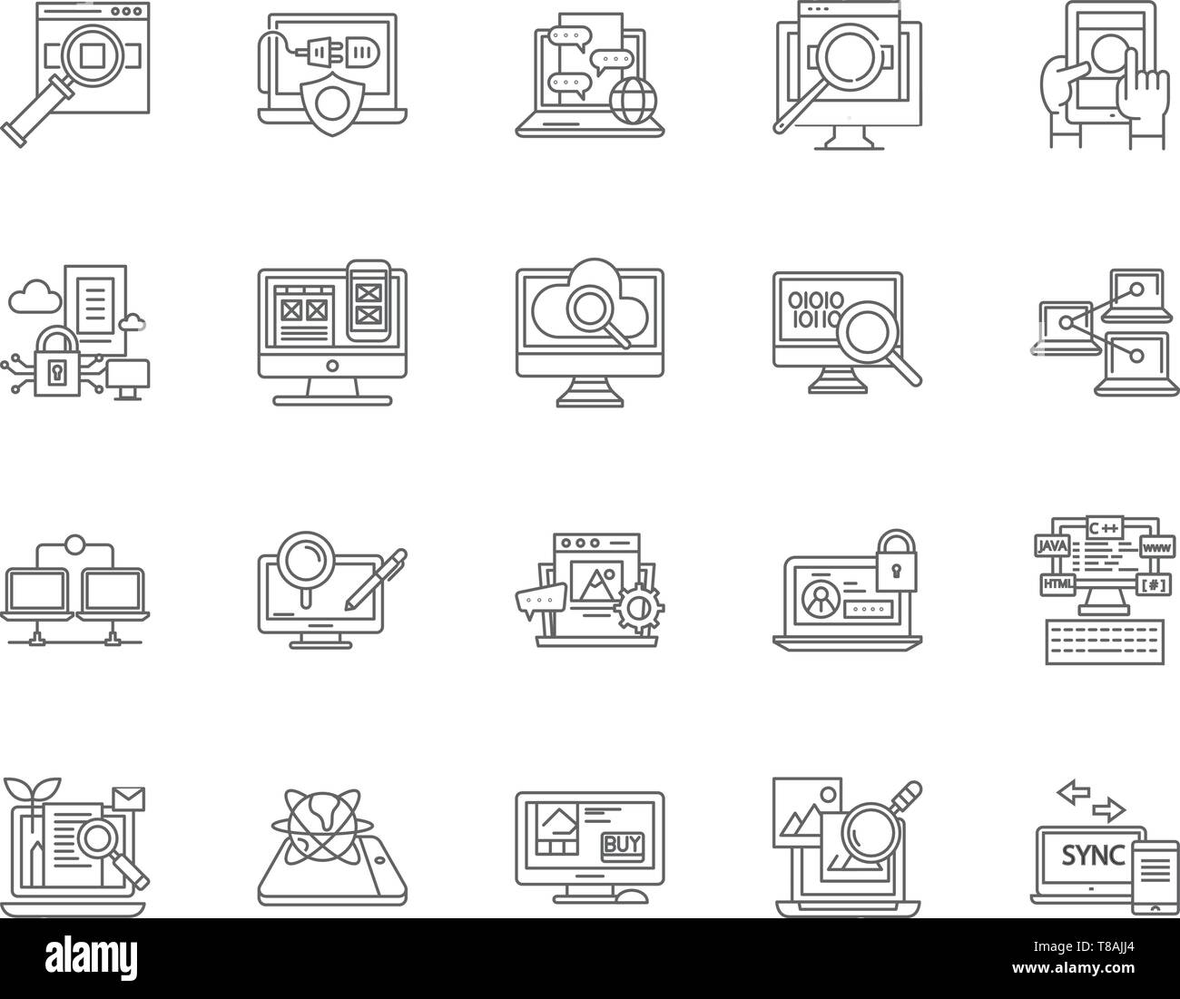 Firewall line icons, signs, vector set, outline illustration concept ...