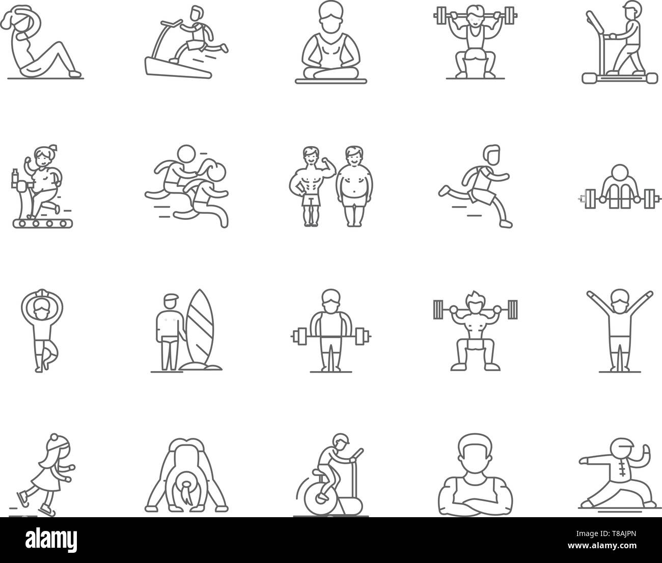 Fitness line icons, signs, vector set, outline illustration concept ...
