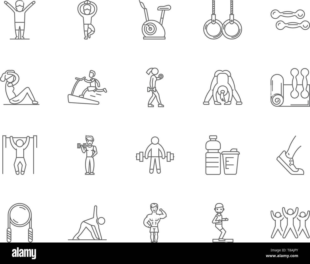 Fitness classes line icons, signs, vector set, outline illustration ...