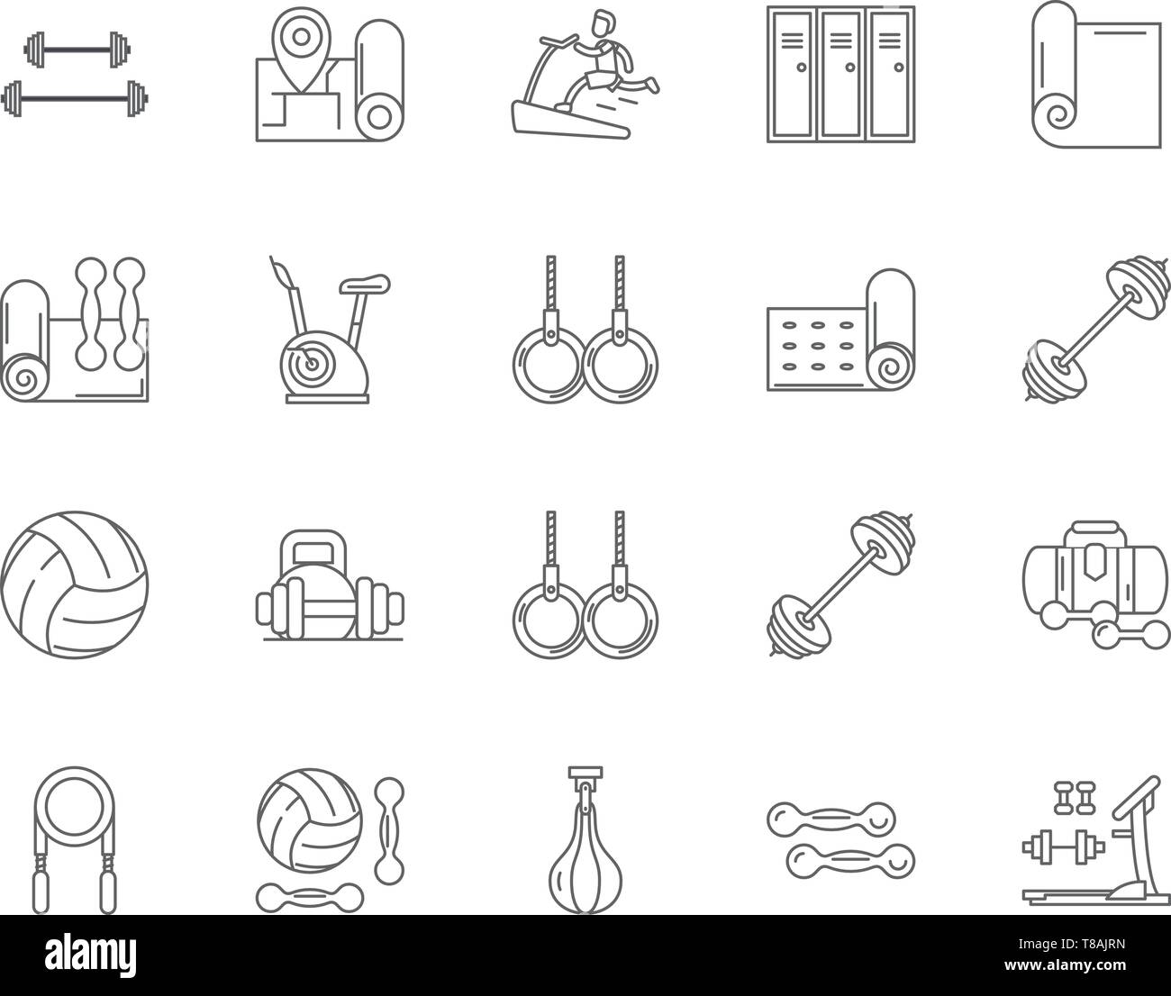 Fitness equipment line icons, signs, vector set, outline illustration ...