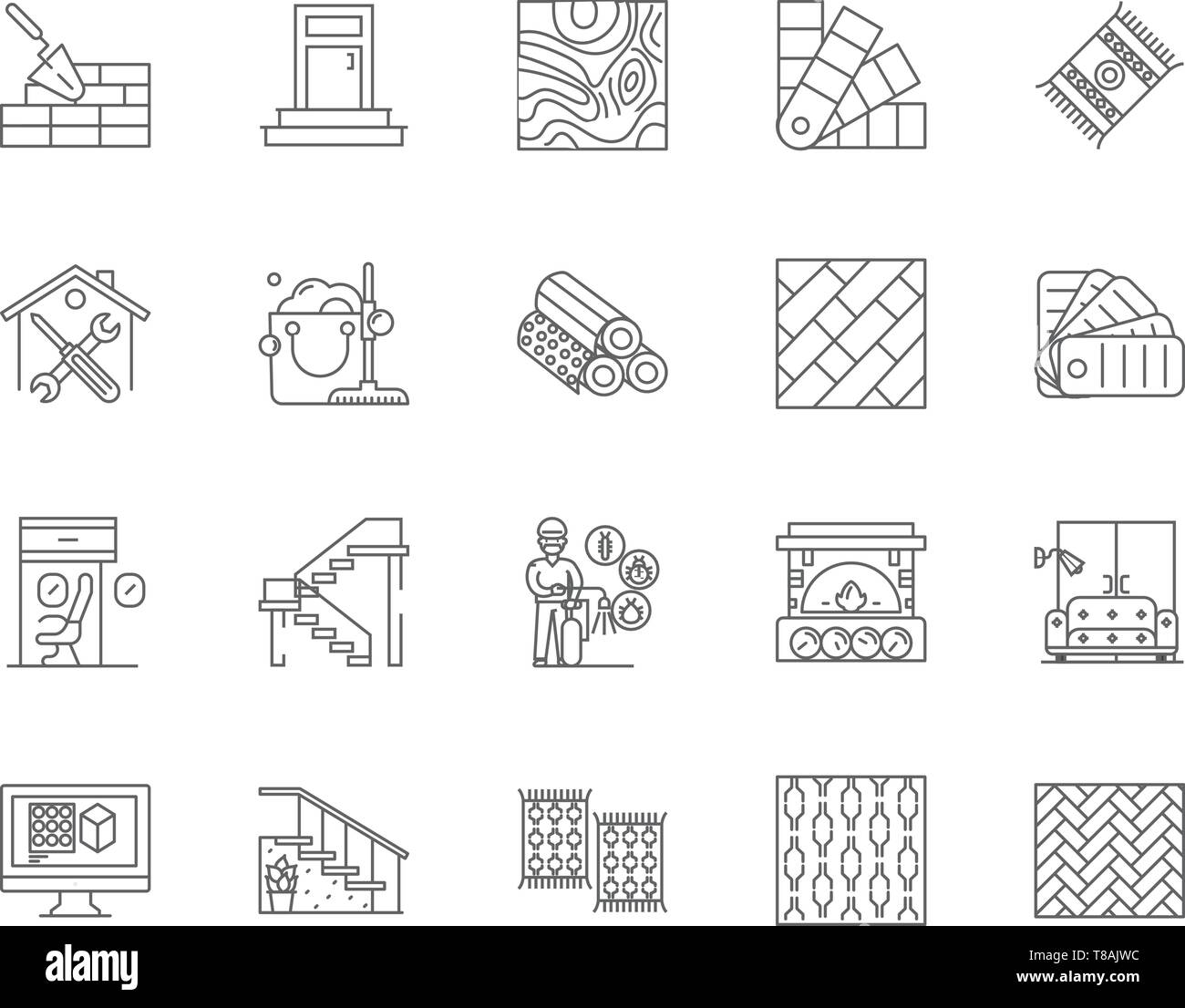 Floor line icons, linear signs, vector set, outline concept ...