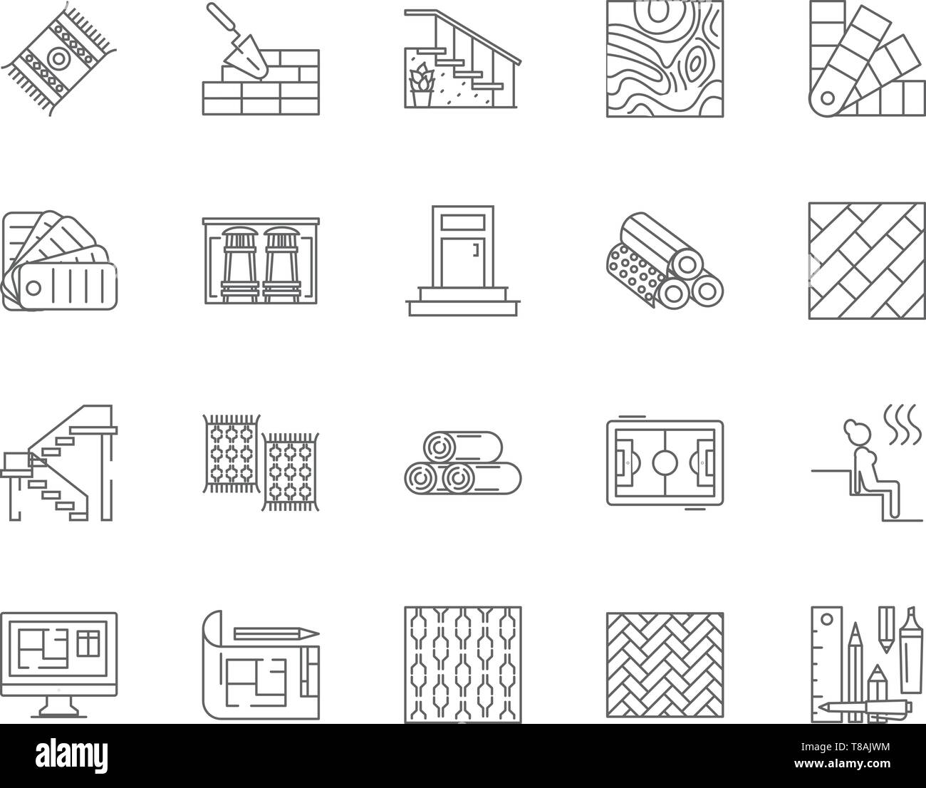 Flooring and carpets line icons, signs, vector set, outline illustration concept Stock Vector ...