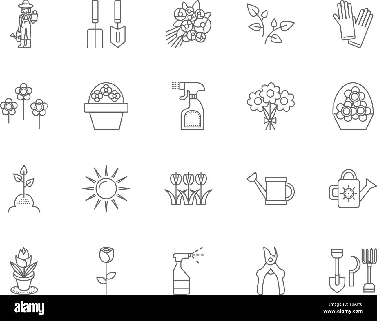 Floristry education line icons, signs, vector set, outline illustration ...