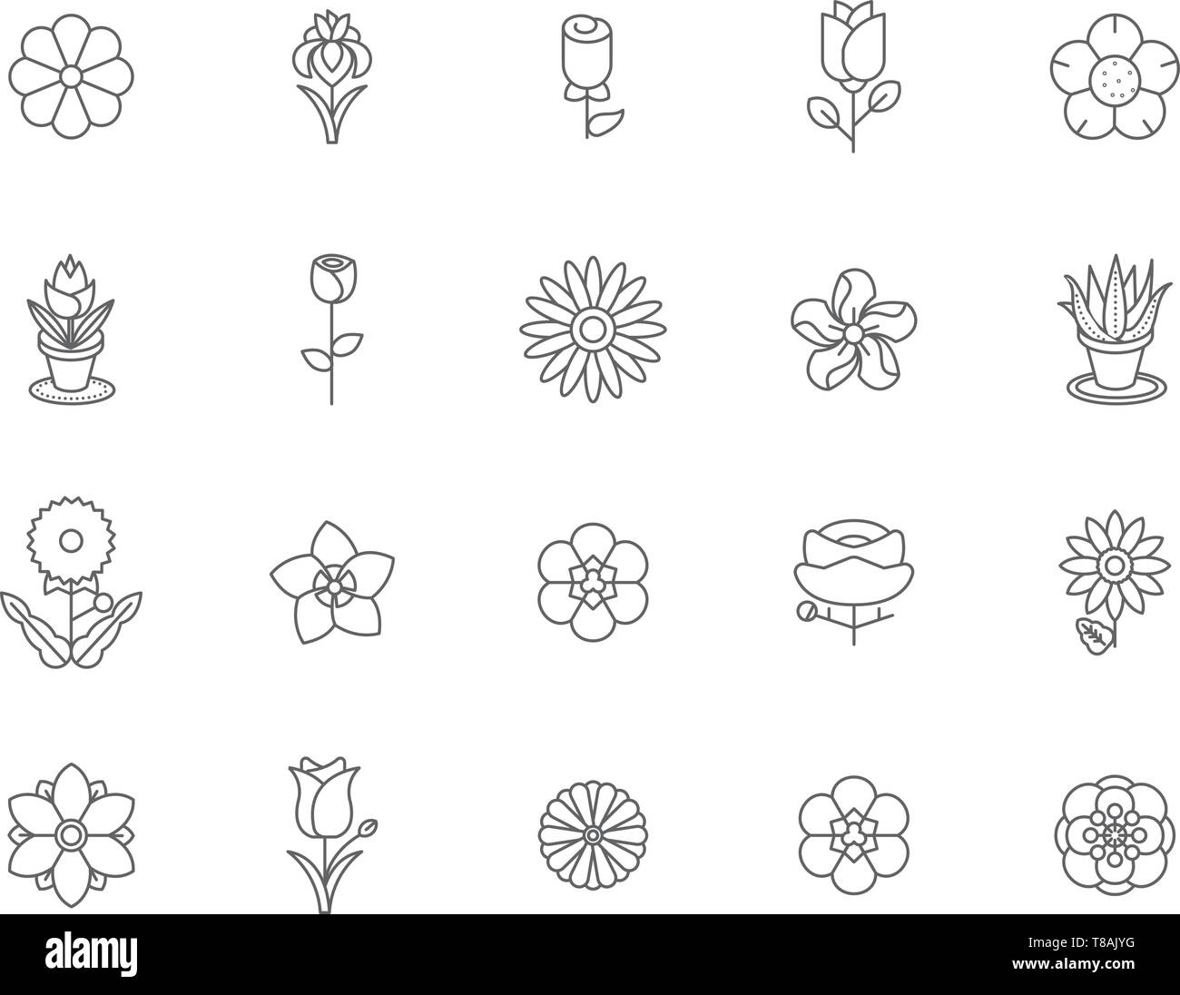 Flower line icons, signs, vector set, outline illustration concept ...