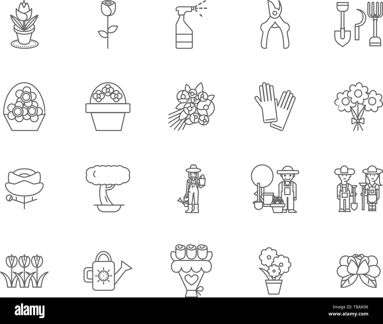 Flower workshop line icons, signs, vector set, outline illustration ...