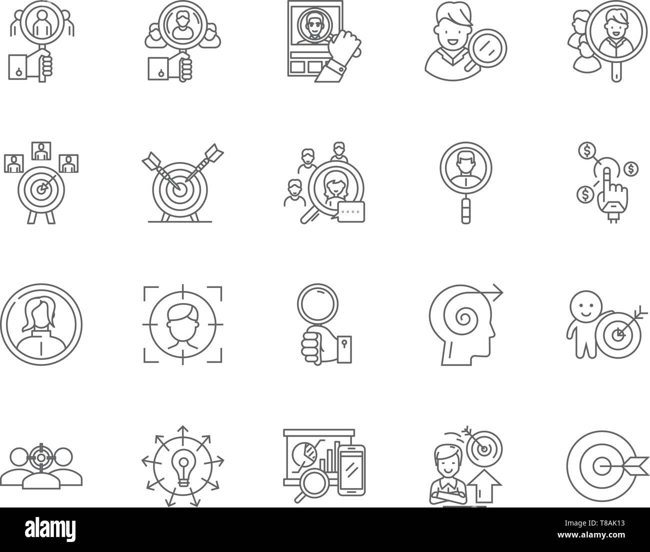 Focus line icons, signs, vector set, outline illustration concept Stock ...