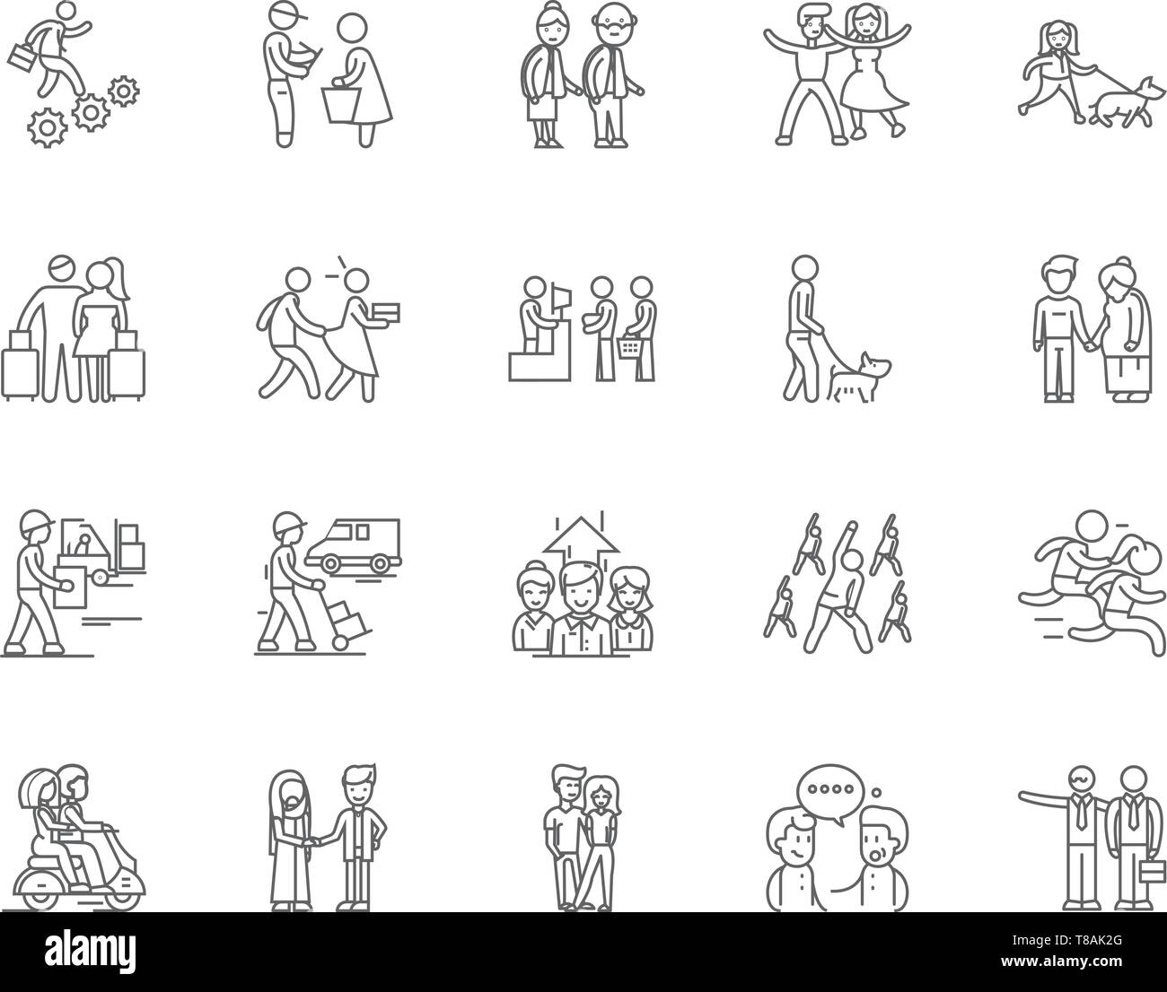 Follow line icons, signs, vector set, outline illustration concept ...