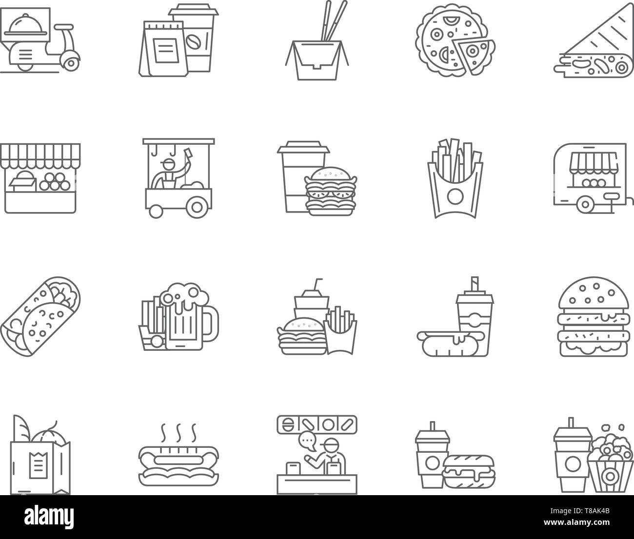 Food track line icons, signs, vector set, outline illustration concept ...