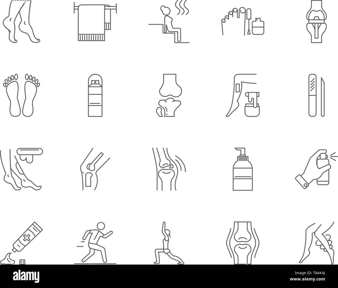 Foot health line icons, signs, vector set, outline illustration concept ...