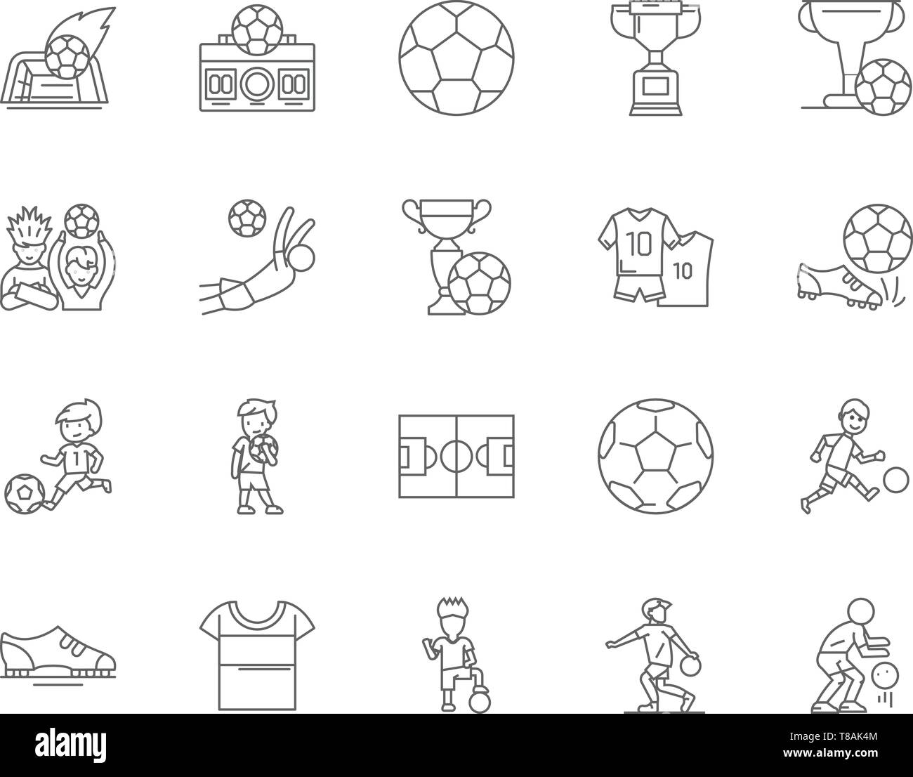 Football line icons, signs, vector set, outline illustration concept ...