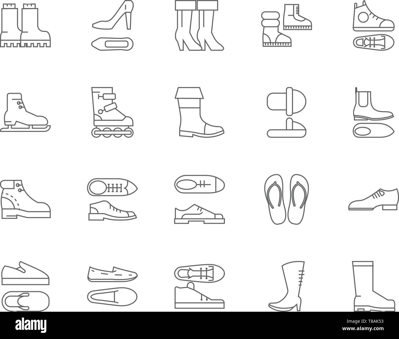 Footwear line icons, signs, vector set, outline illustration concept ...