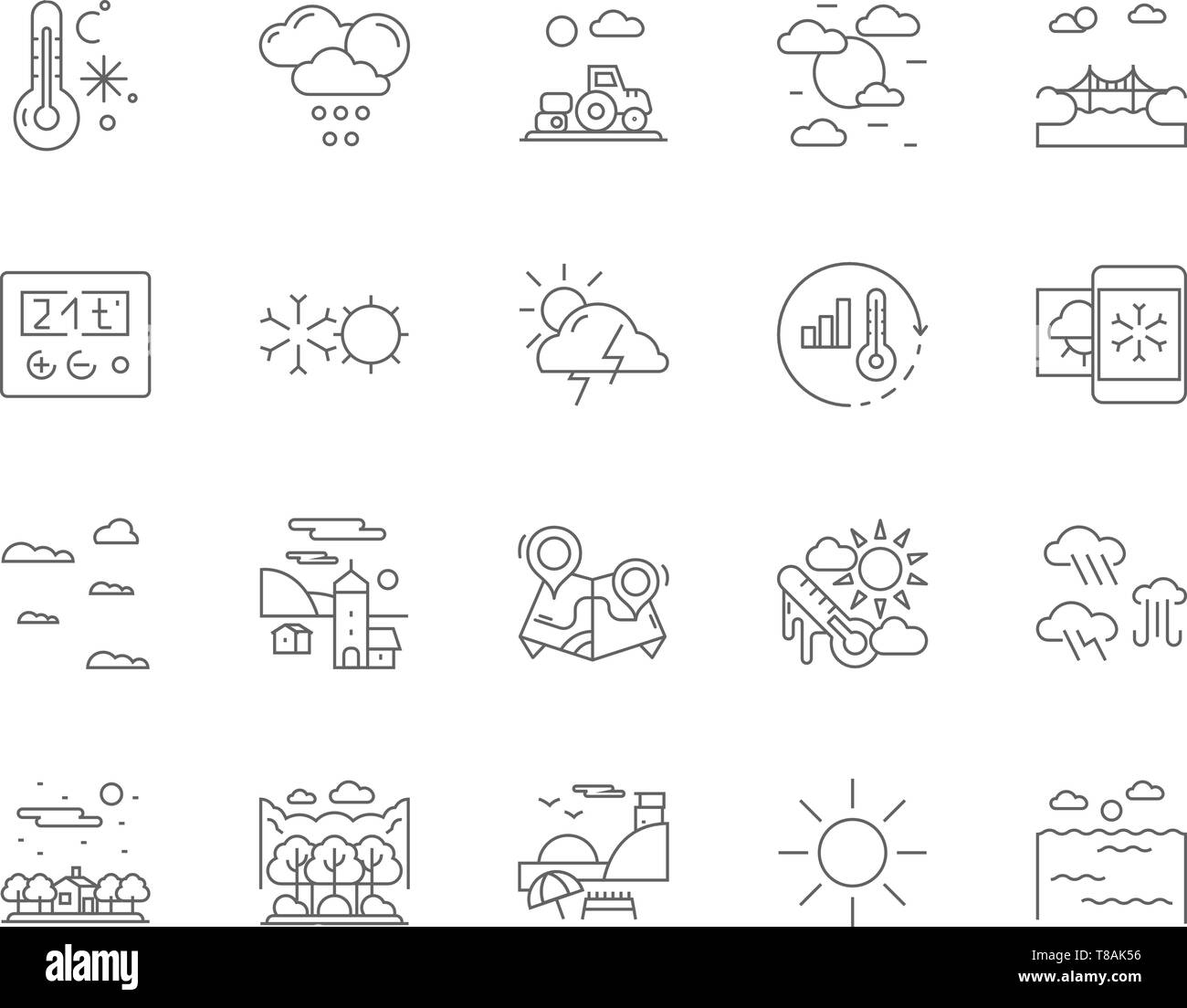 Forecast line icons, signs, vector set, outline illustration concept ...