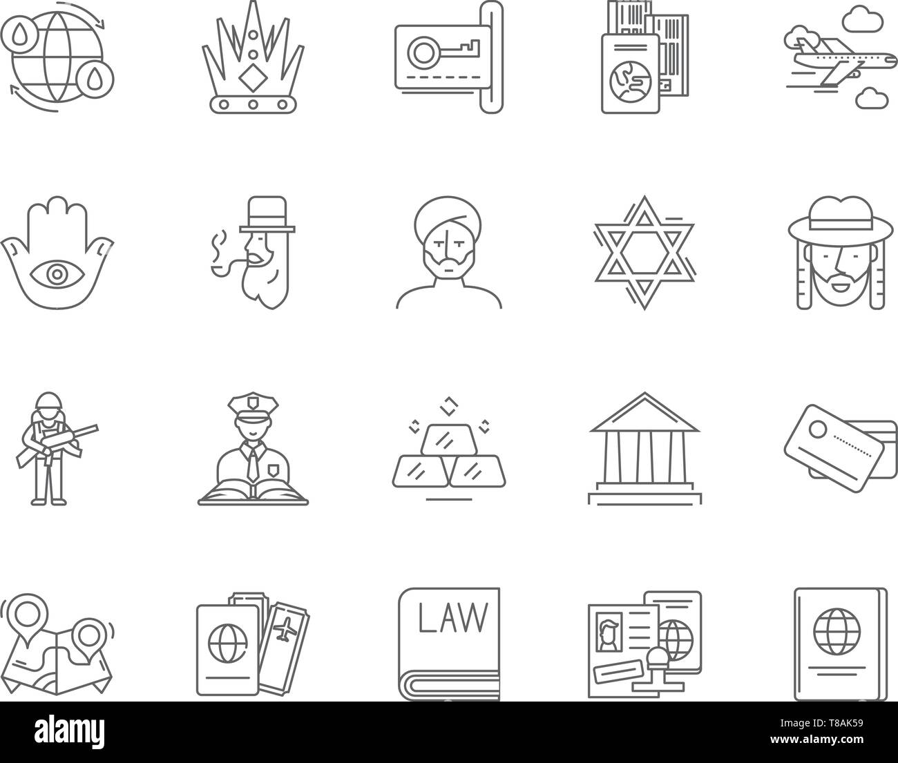 Foreign government line icons, signs, vector set, outline illustration ...