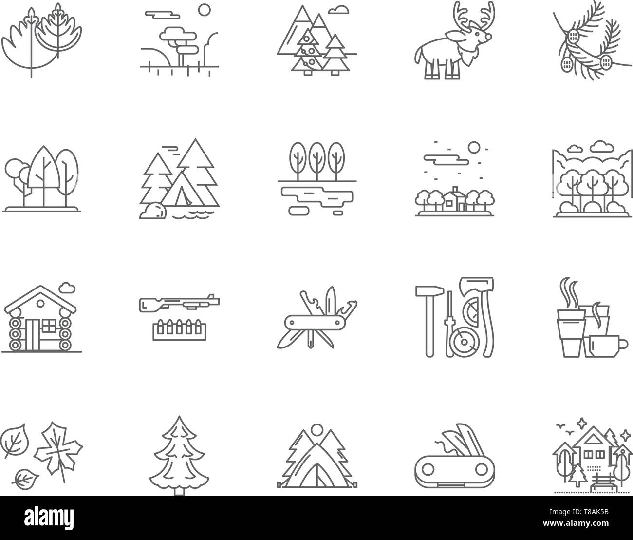 Forest line icons, signs, vector set, outline illustration concept ...