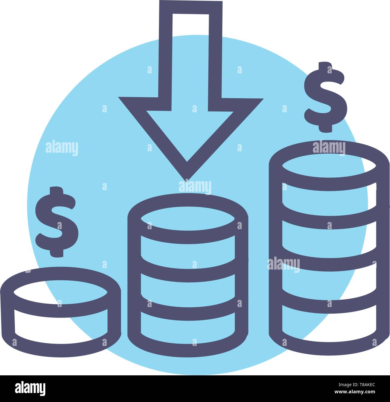 income icon. vector income sign symbol with coin dollar and arrow sign ...