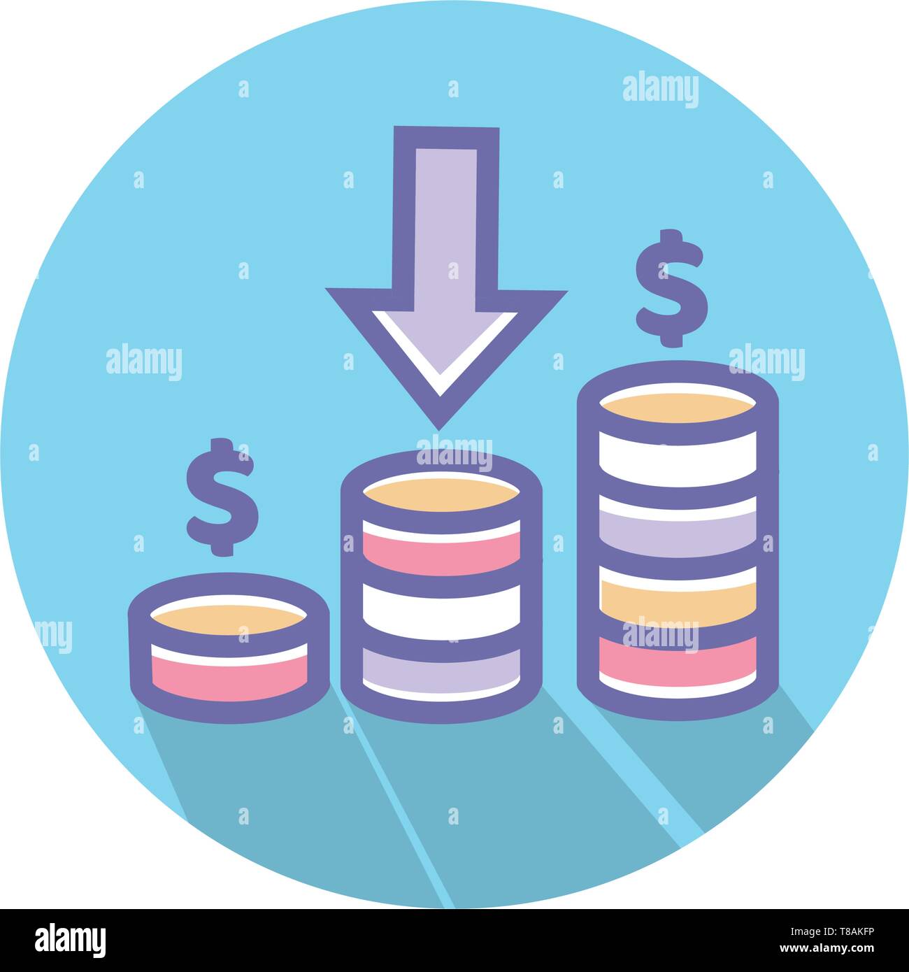 income icon. vector income sign symbol with coin dollar and arrow sign ...