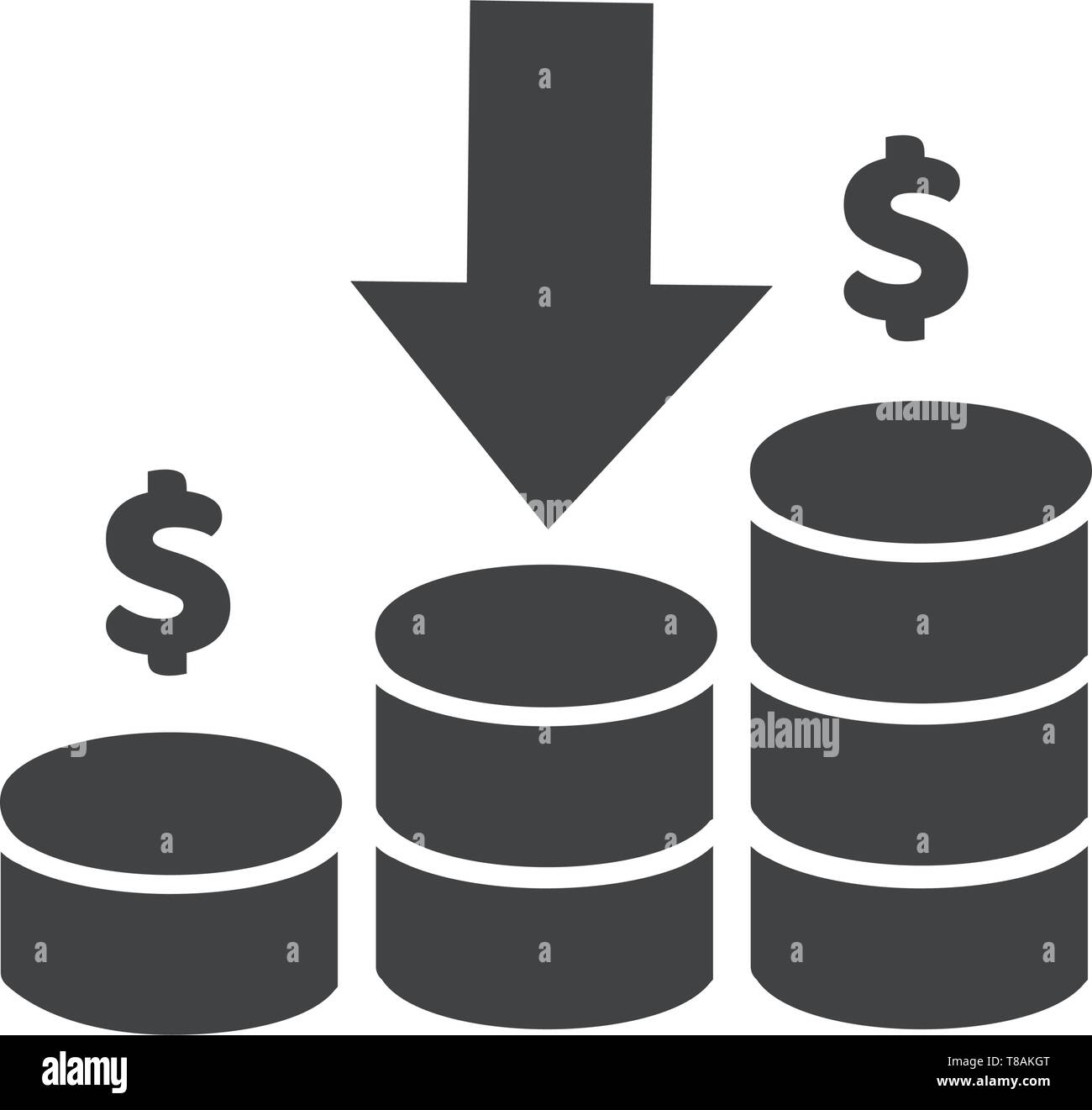 income icon. vector income sign symbol with coin dollar and arrow sign ...