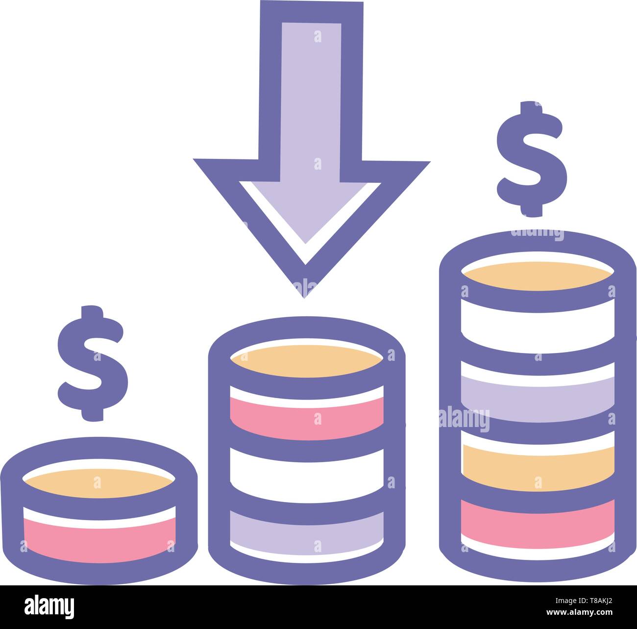 income icon. vector income sign symbol with coin dollar and arrow sign ...