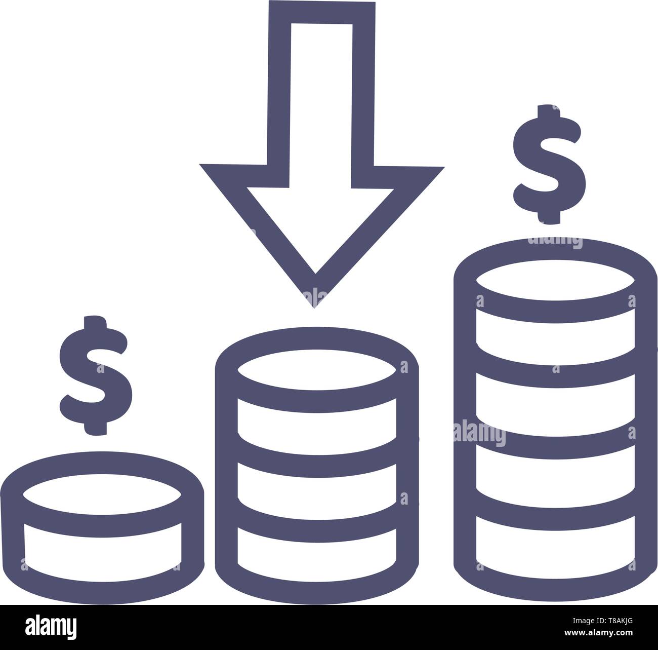 income icon. vector income sign symbol with coin dollar and arrow sign ...
