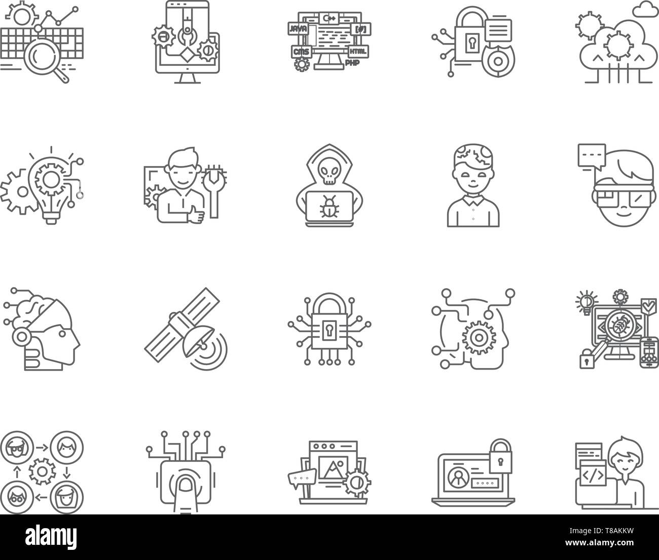 It services line icons, signs, vector set, outline illustration concept ...
