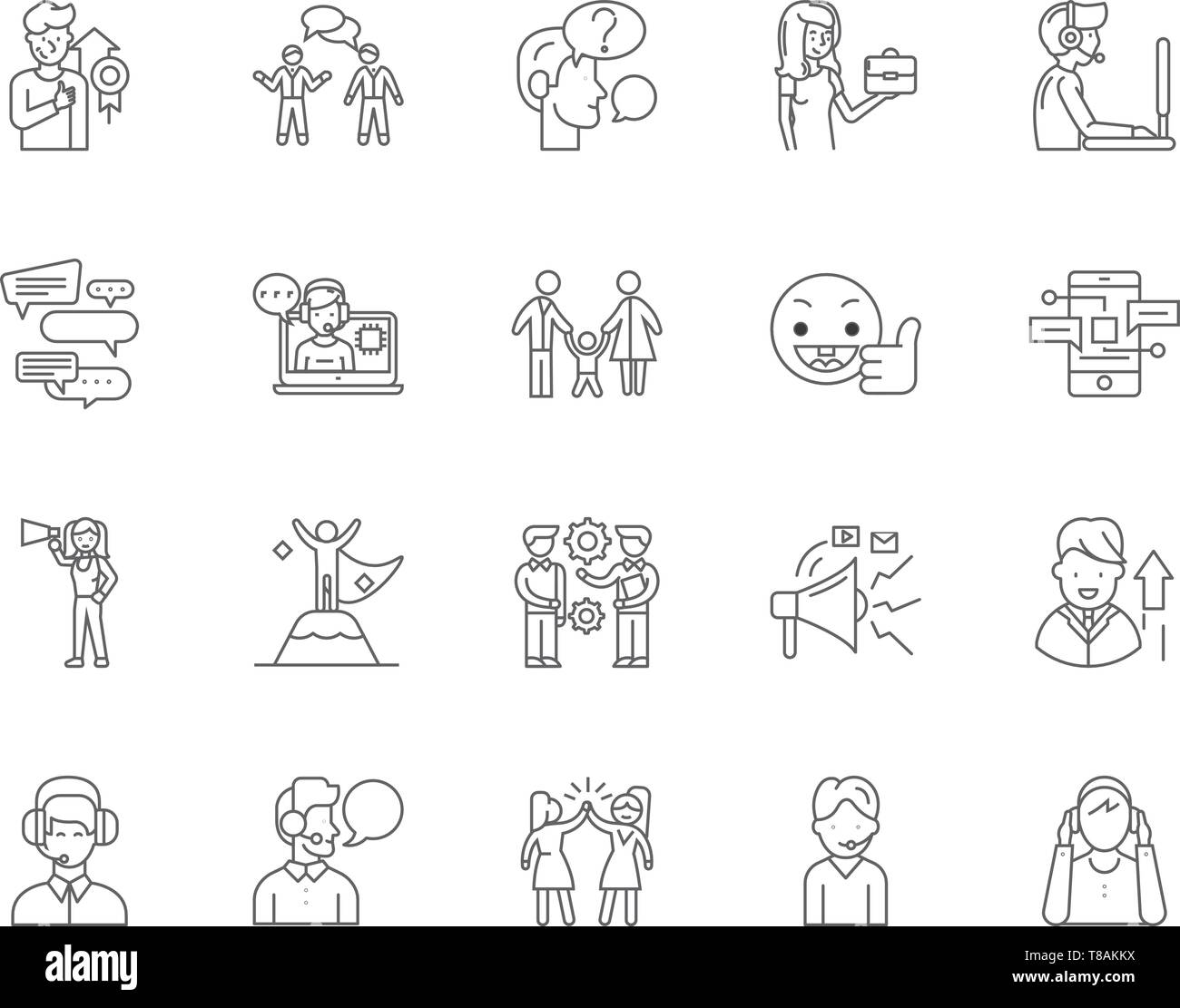 It support line icons, signs, vector set, outline illustration concept ...