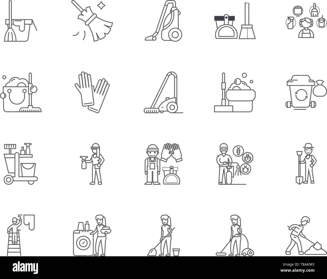 Janitorial service line icons, signs, vector set, outline illustration ...