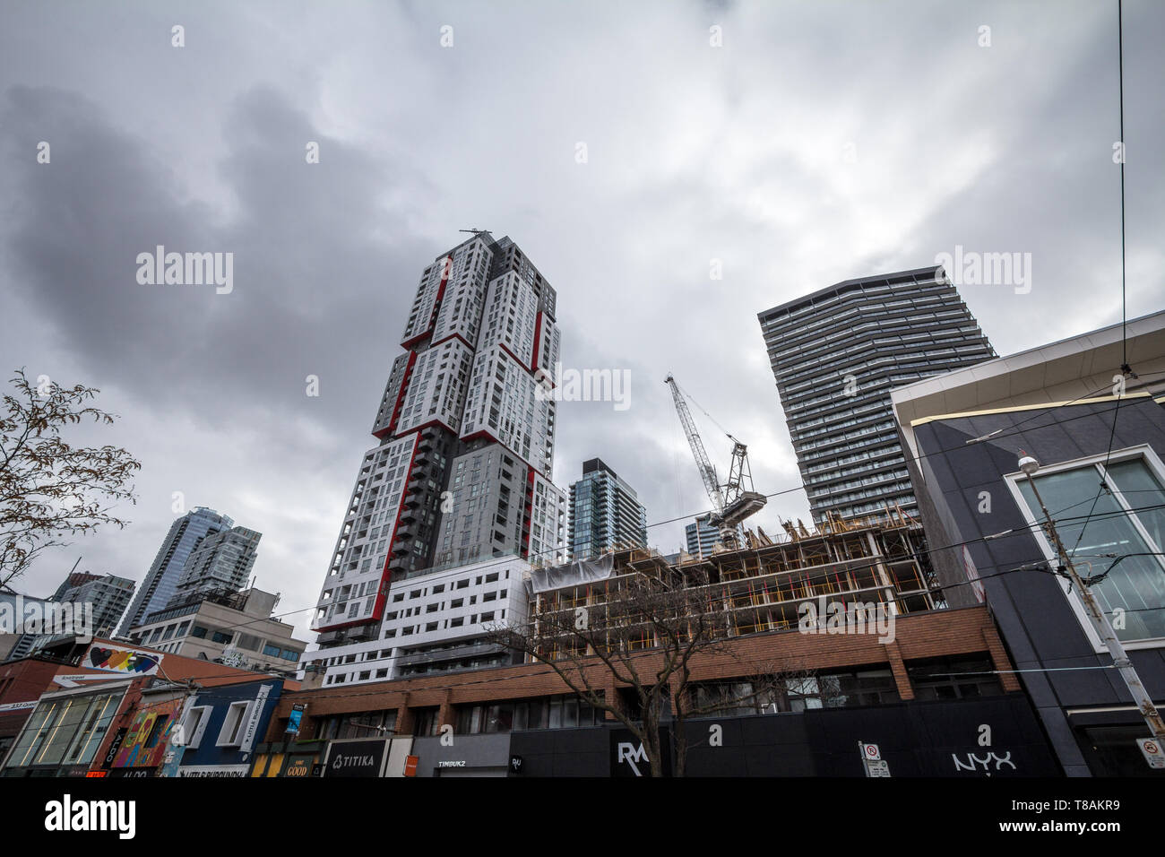 TORONTO, CANADA - NOVEMBER 13, 2018: Construction sites of rise condo ...