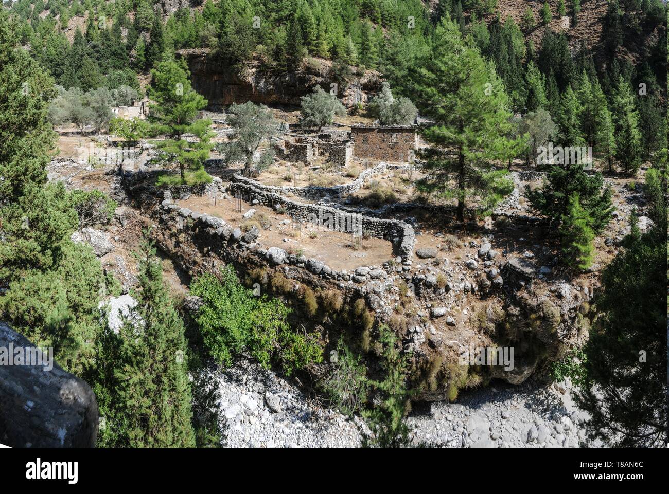 Ruins of village in the Samaria Gorge, Crete Stock Photo - Alamy
