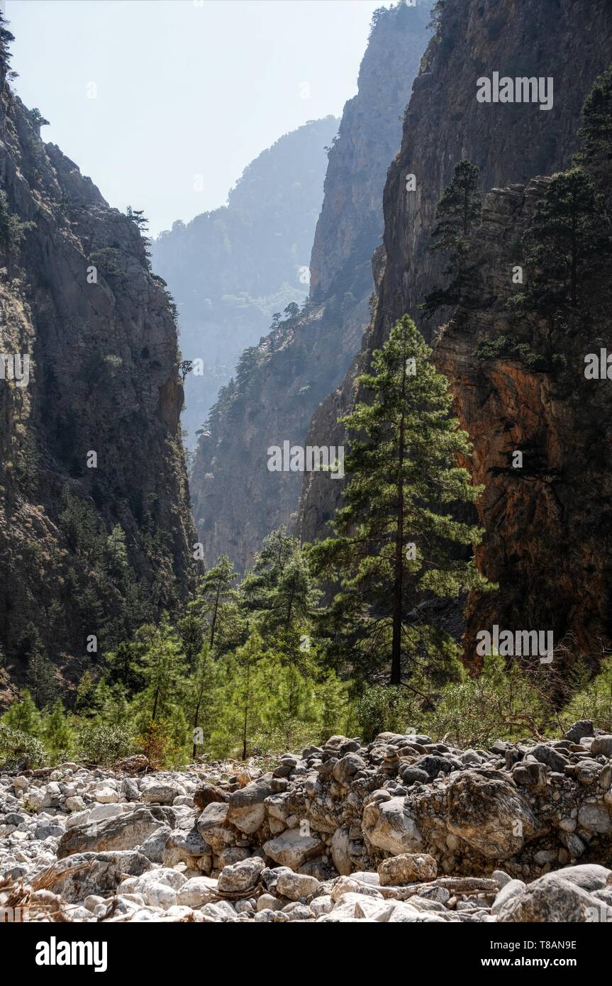 Approach to the "Iron Gates" in the Samaria Gorge, Crete Stock Photo ...