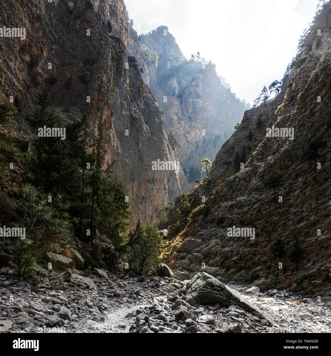 Approach to the "Iron Gates" in the Samaria Gorge, Crete Stock Photo ...