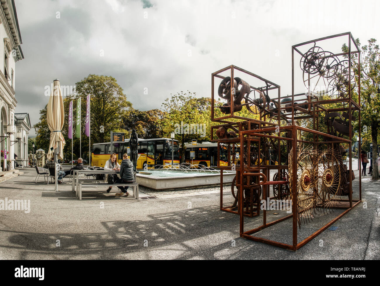 Iron artwork on display at main station in Bad Ragaz, Switzerland Stock ...