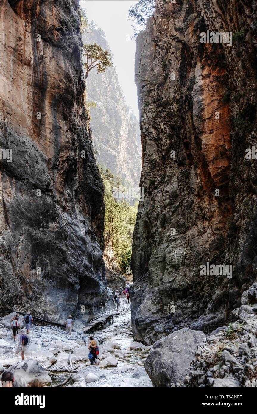 Approach to the "Iron Gates" in the Samaria Gorge, Crete Stock Photo ...