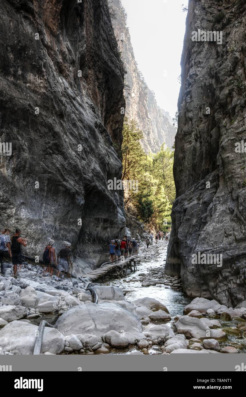 Approach to the "Iron Gates" in the Samaria Gorge, Crete Stock Photo ...