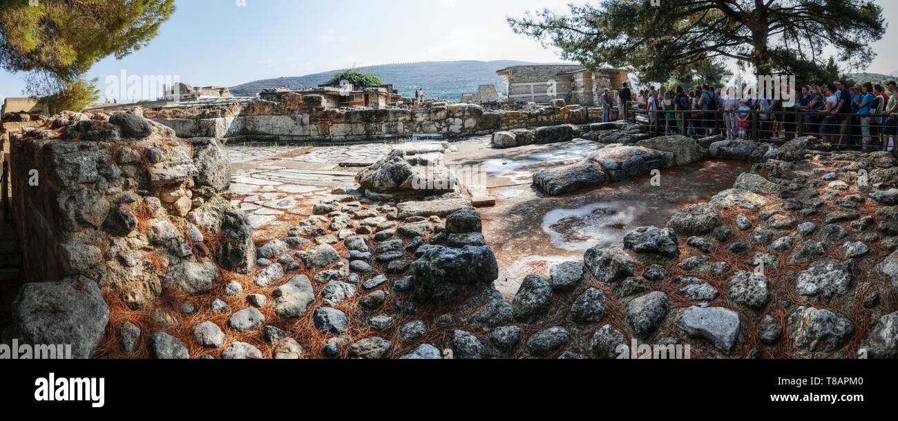 Part of the structure of the Palace of Knossos in Crete, Minoan site of ...