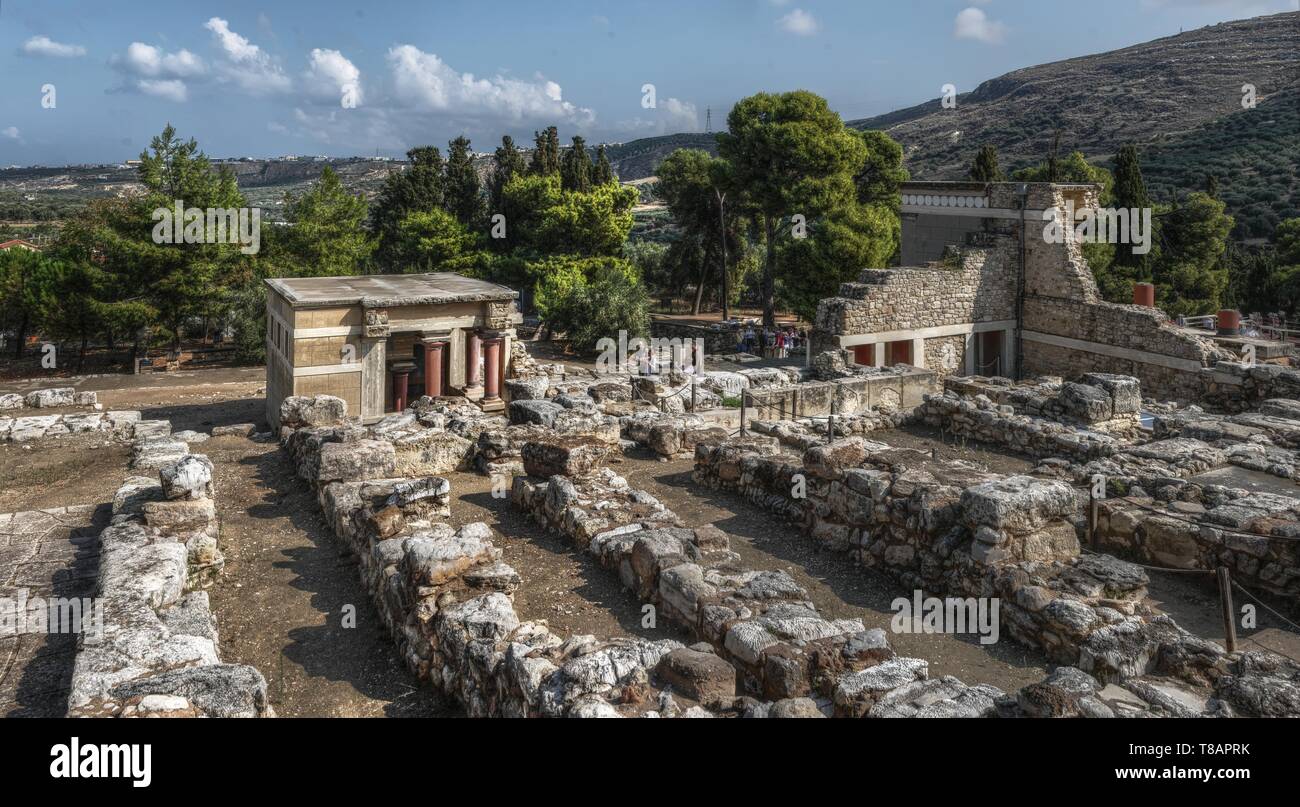Part of the structure of the Palace of Knossos in Crete, Minoan site of ...