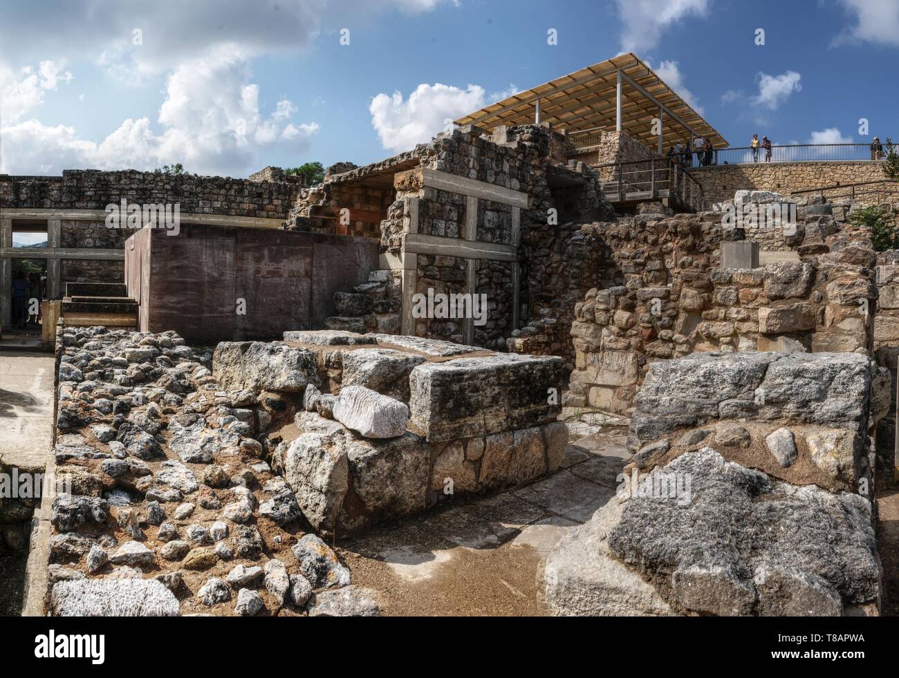 Part of the structure of the Palace of Knossos in Crete, Minoan site of ...