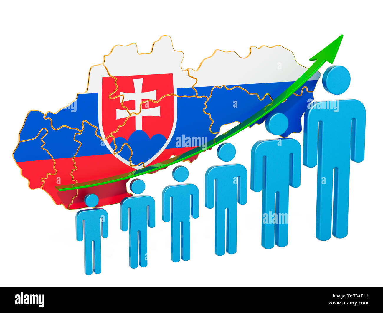 Rating of employment and unemployment or mortality and fertility in Slovakia, concept. 3D ...